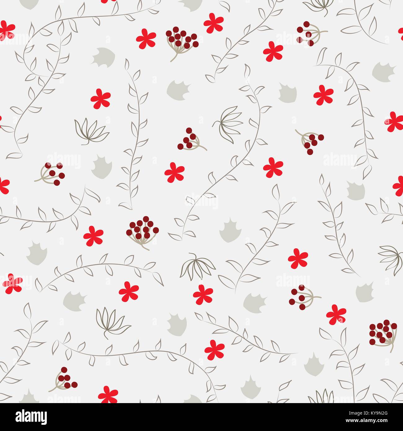 Flowers branches leaves pattern Stock Vector Images - Alamy