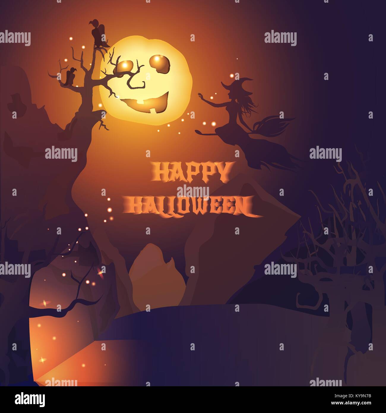 Halloween poster full moon Stock Vector Images - Alamy