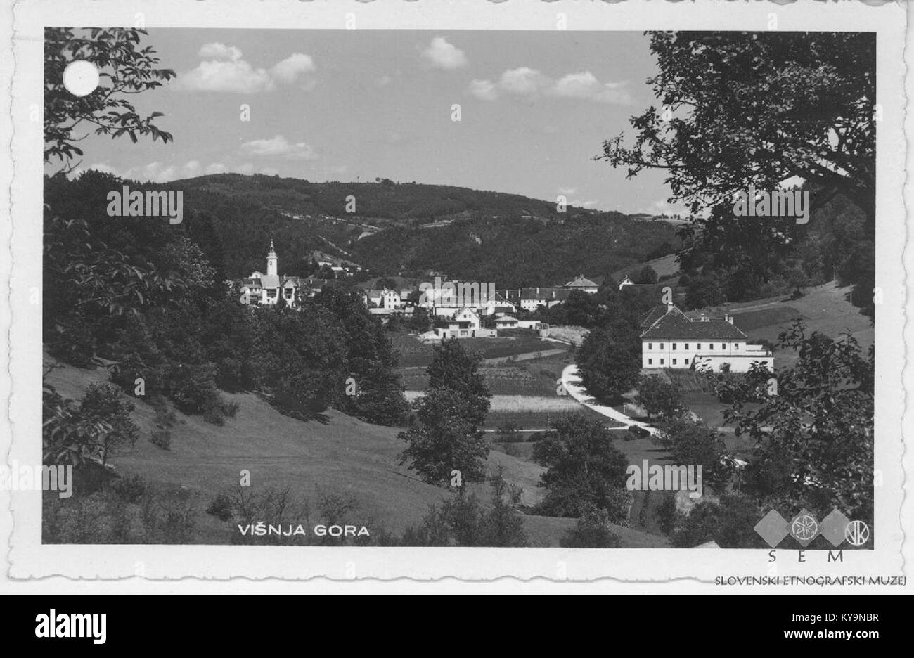 Postcard of Visnja Gora, Slovenia, showing streets, buildings, natural ...