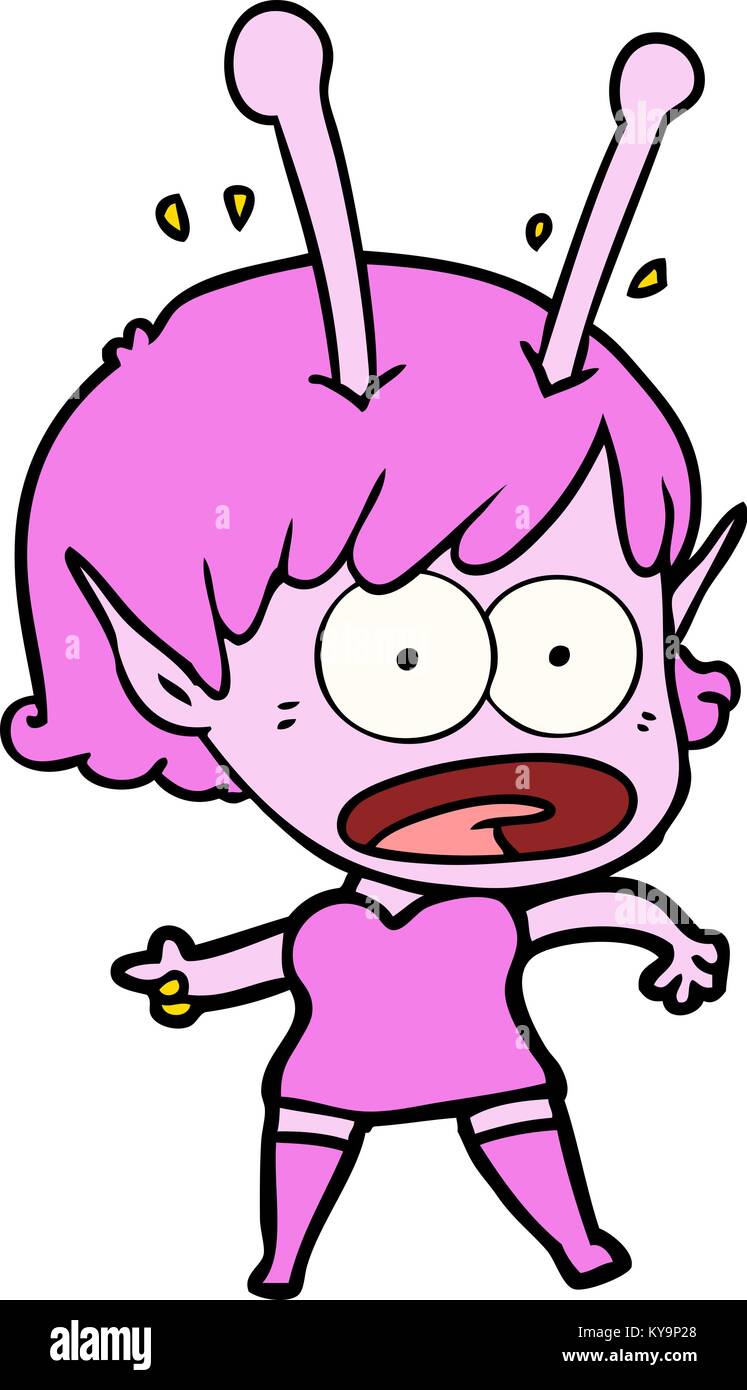 cartoon shocked alien girl Stock Vector Image & Art - Alamy