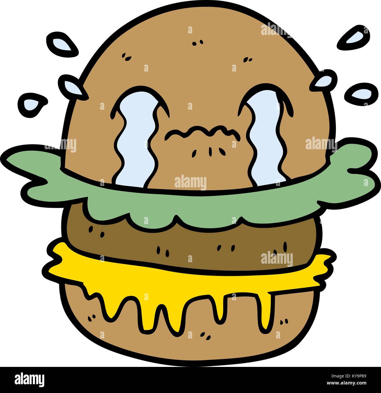 cartoon crying fast food burger Stock Vector Image & Art - Alamy