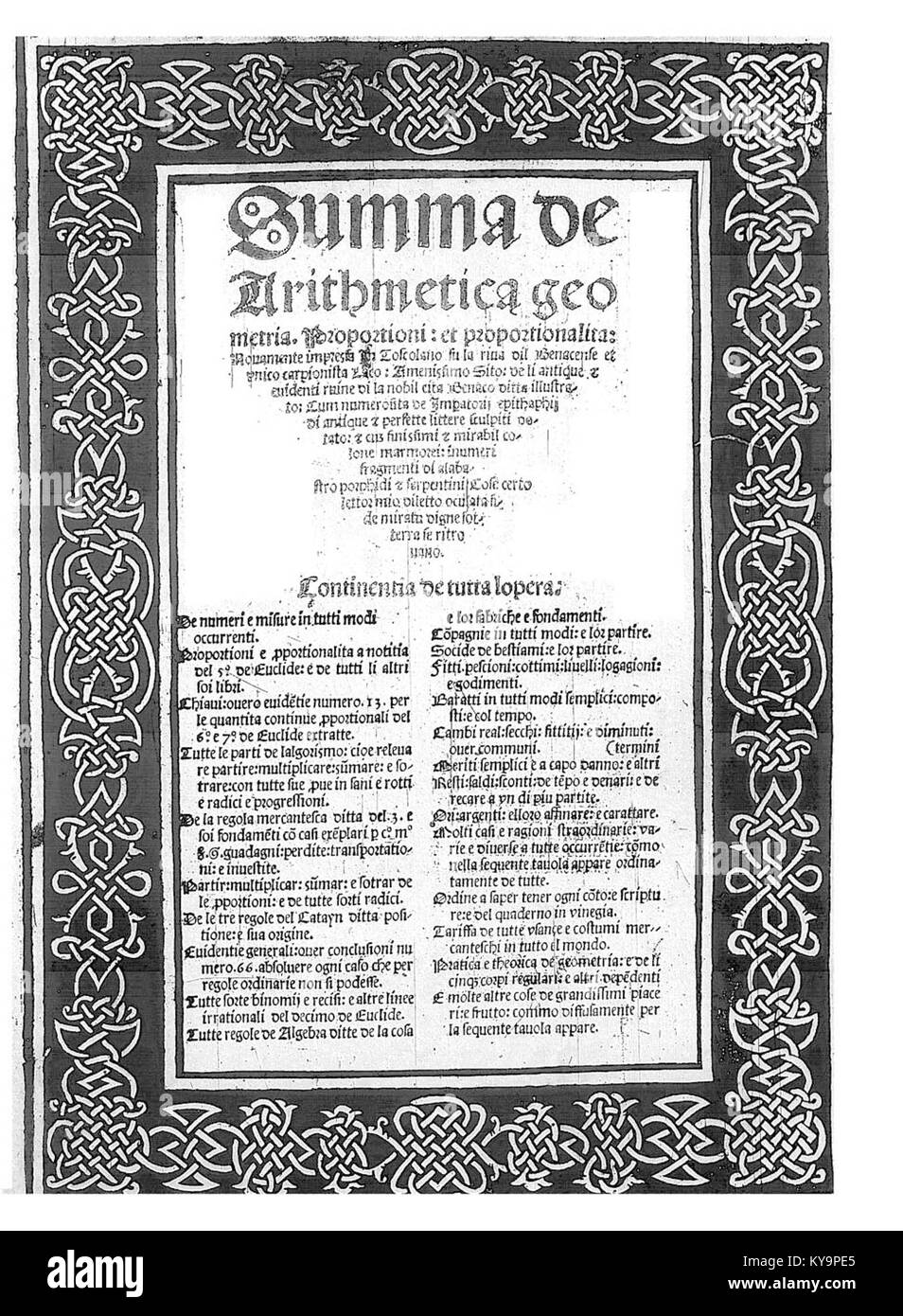 An image of the 1523 edition of 'Summa de Arithmetica, Geometria' by ...