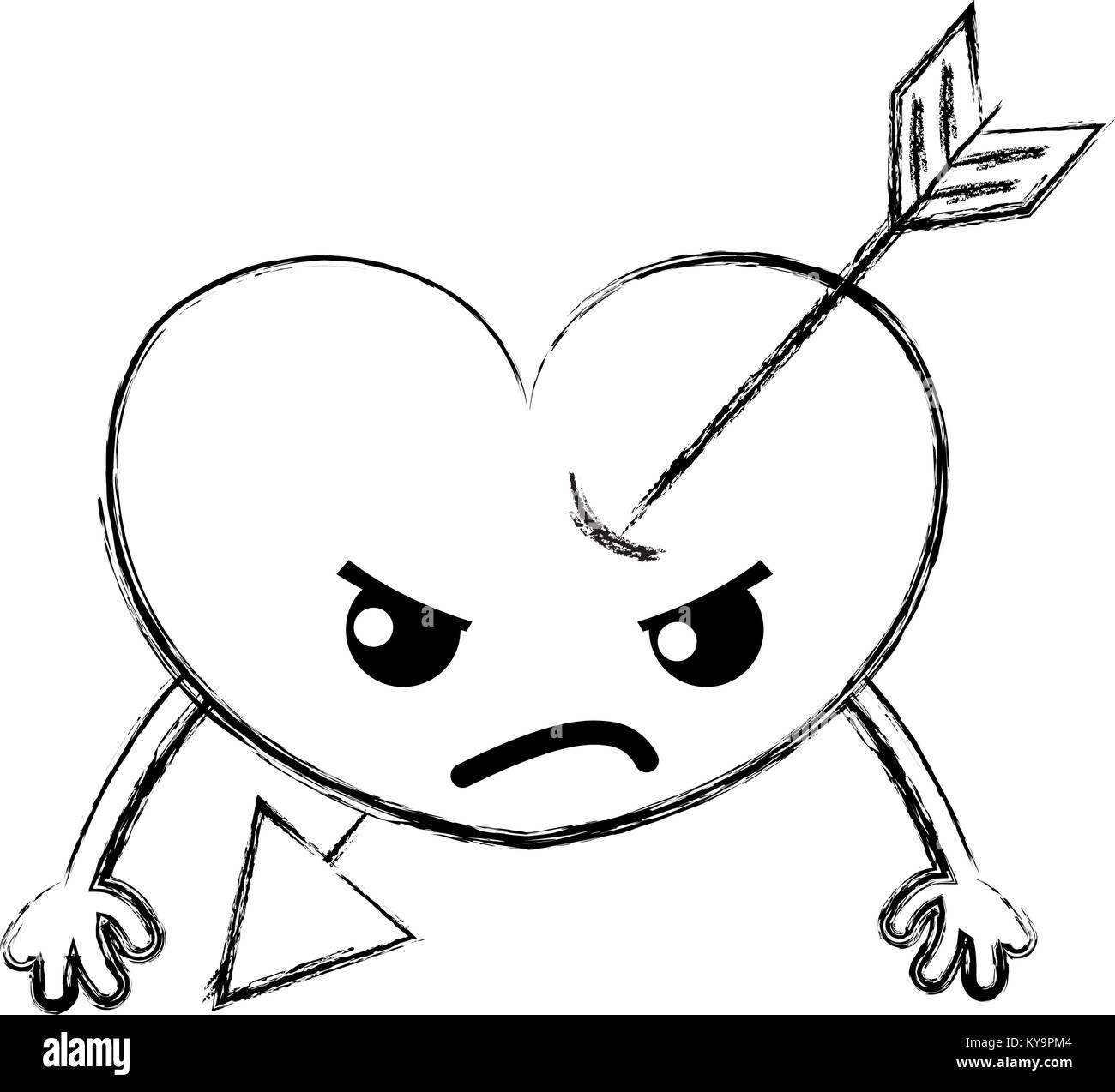 figure angry heart with arrow kawaii and arms Stock Vector Image & Art ...