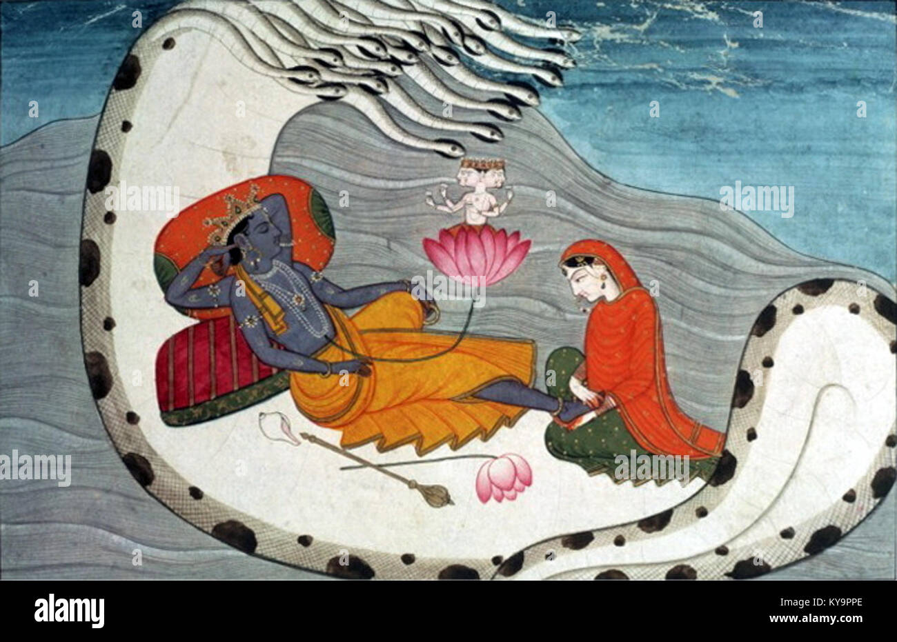 Vishnu and Lakshmi on Shesha Naga, ca 1870 Stock Photo - Alamy