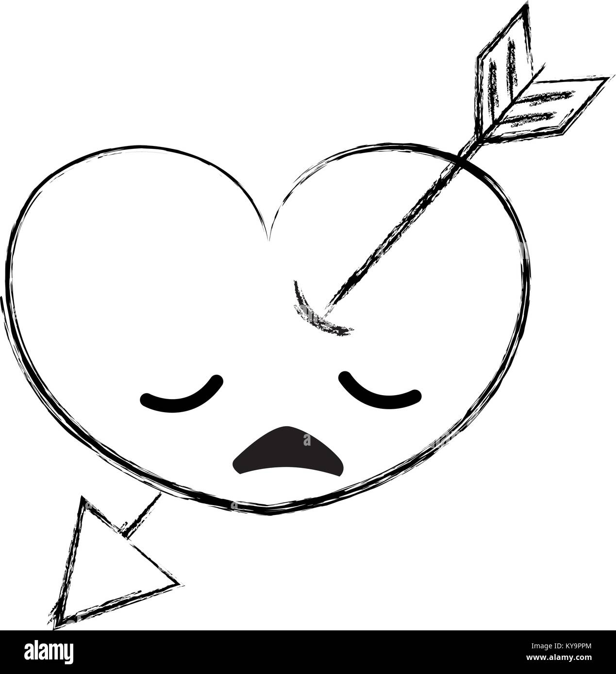 figure sad heart with arrow kawaii character Stock Vector Image & Art ...