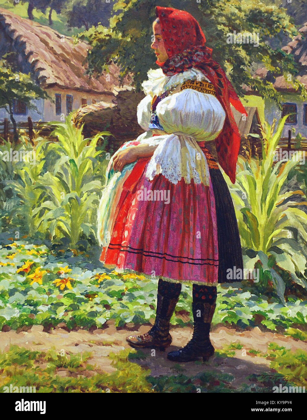 A portrait of Václav Malý, a Czech artist, depicting a girl in ...