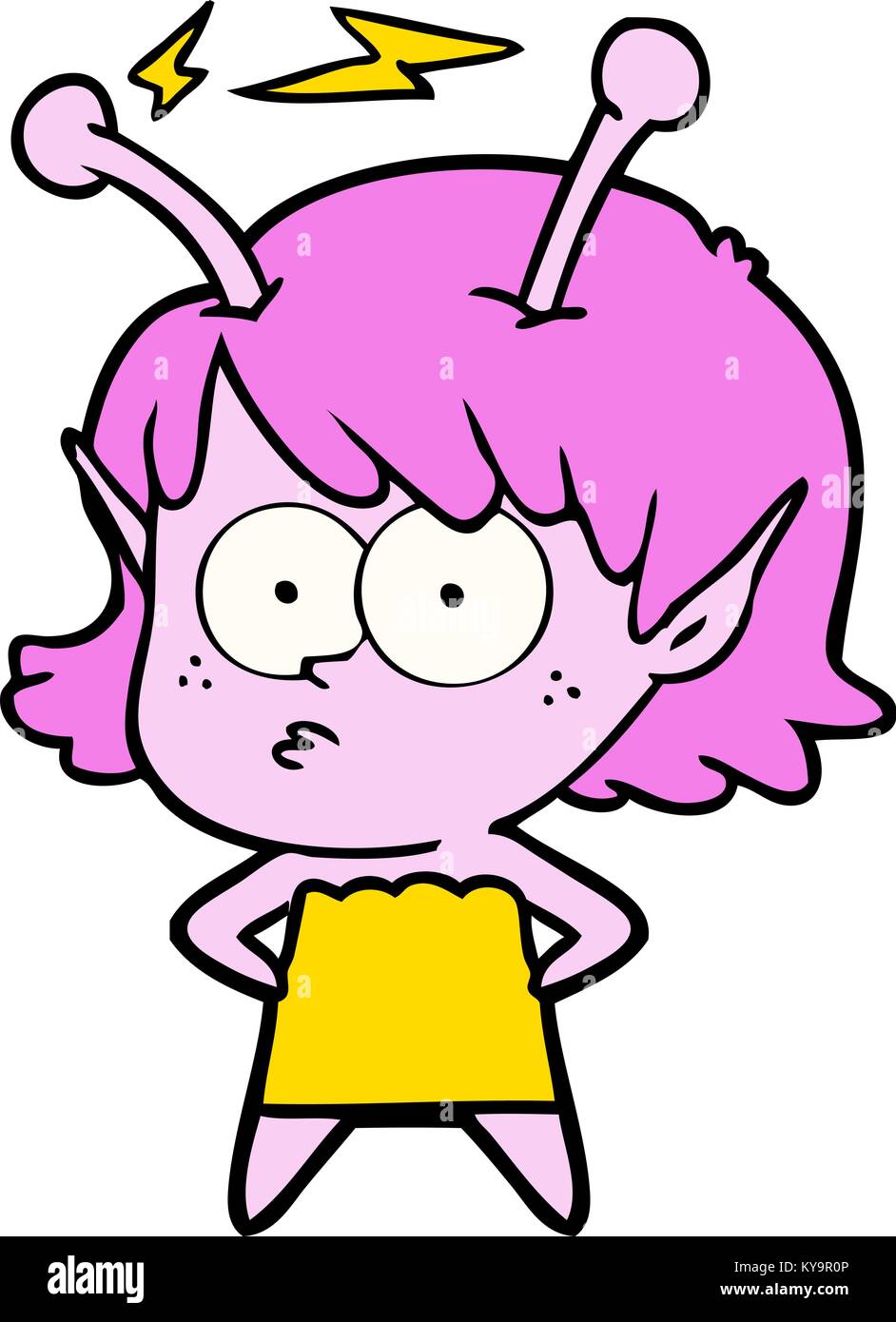 cartoon alien girl Stock Vector Image & Art - Alamy