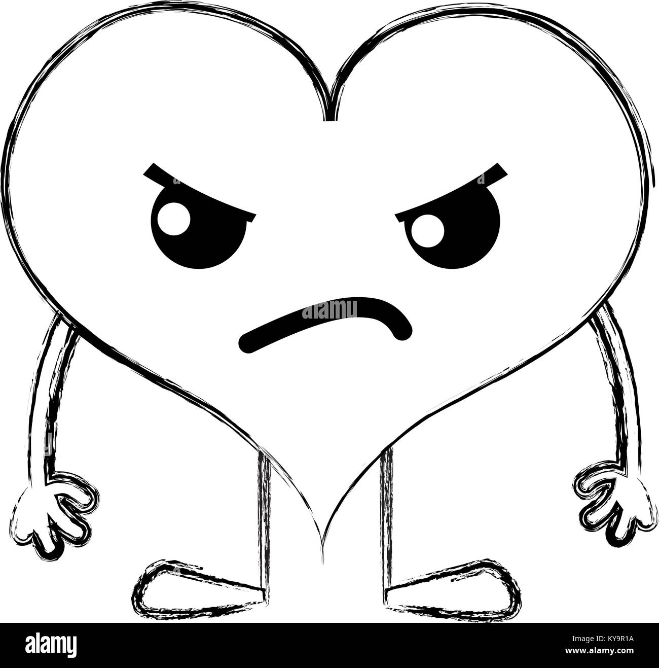 figure angry heart passion kawaii with arms and legs Stock Vector Image ...