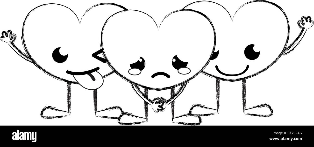 figure cute hearts friends kawaii cartoons Stock Vector Image & Art - Alamy