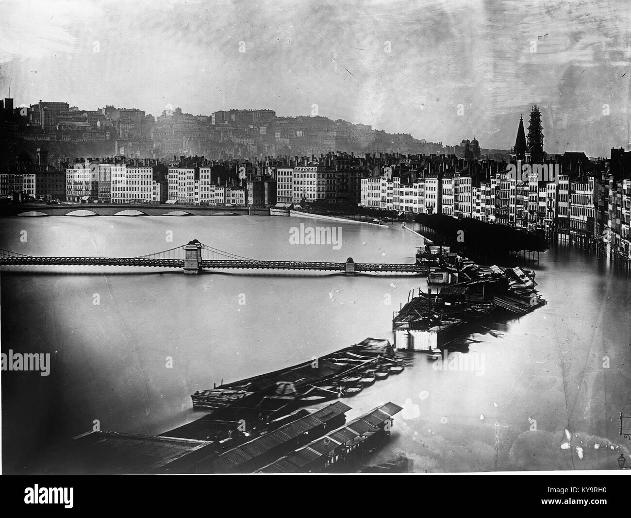 The 1856 flood of the Saône River in Lyon resulted from heavy spring ...