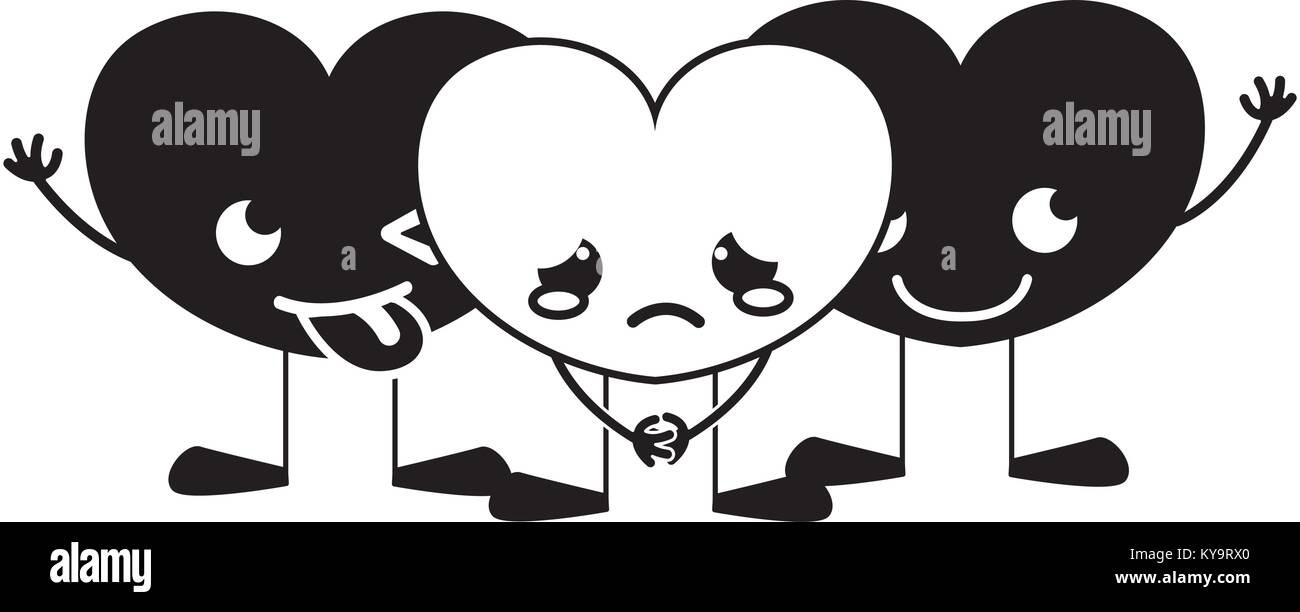 contour cute hearts friends kawaii cartoons Stock Vector Image & Art ...