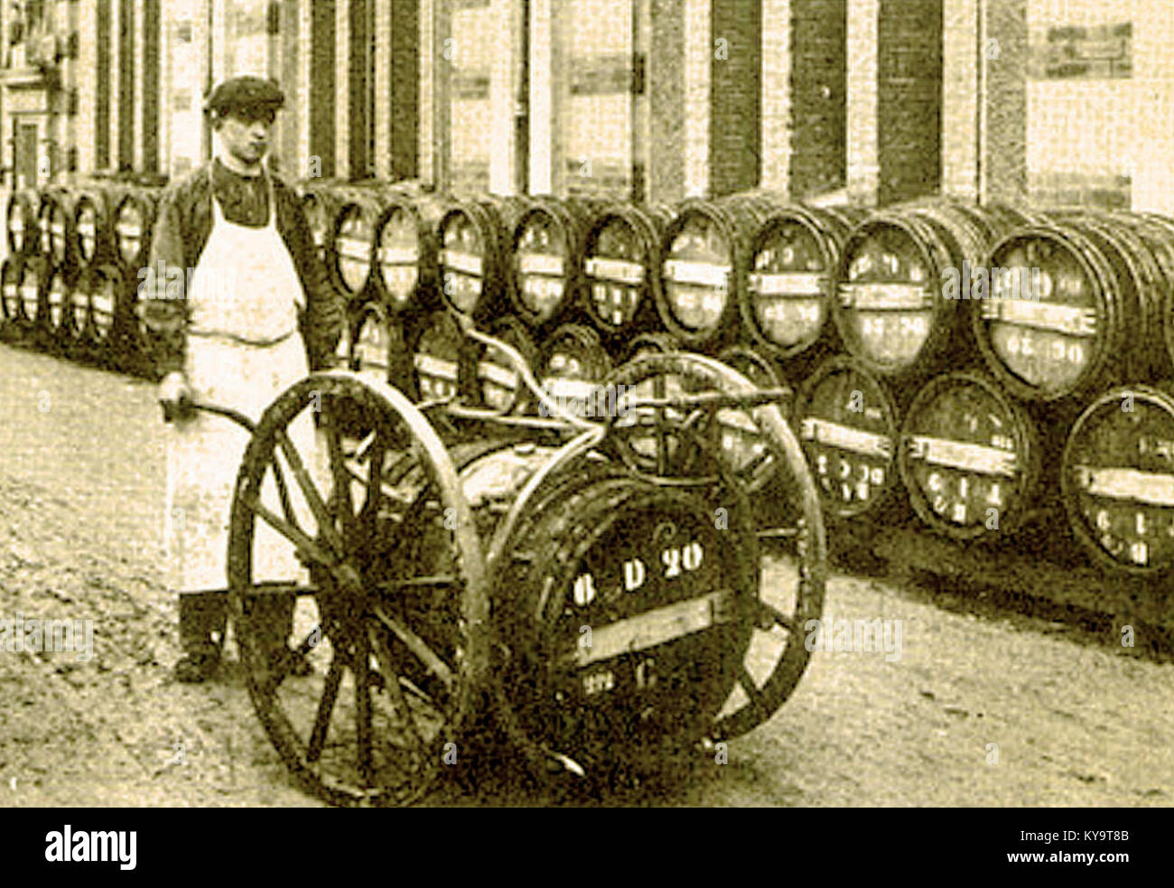 This image shows the transport of Champagne barrels, illustrating the ...