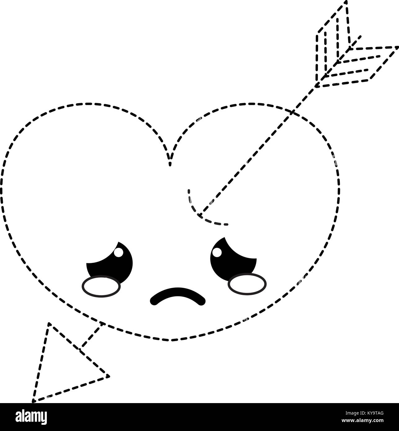 dotted shape crying heart with arrow kawaii character Stock Vector ...