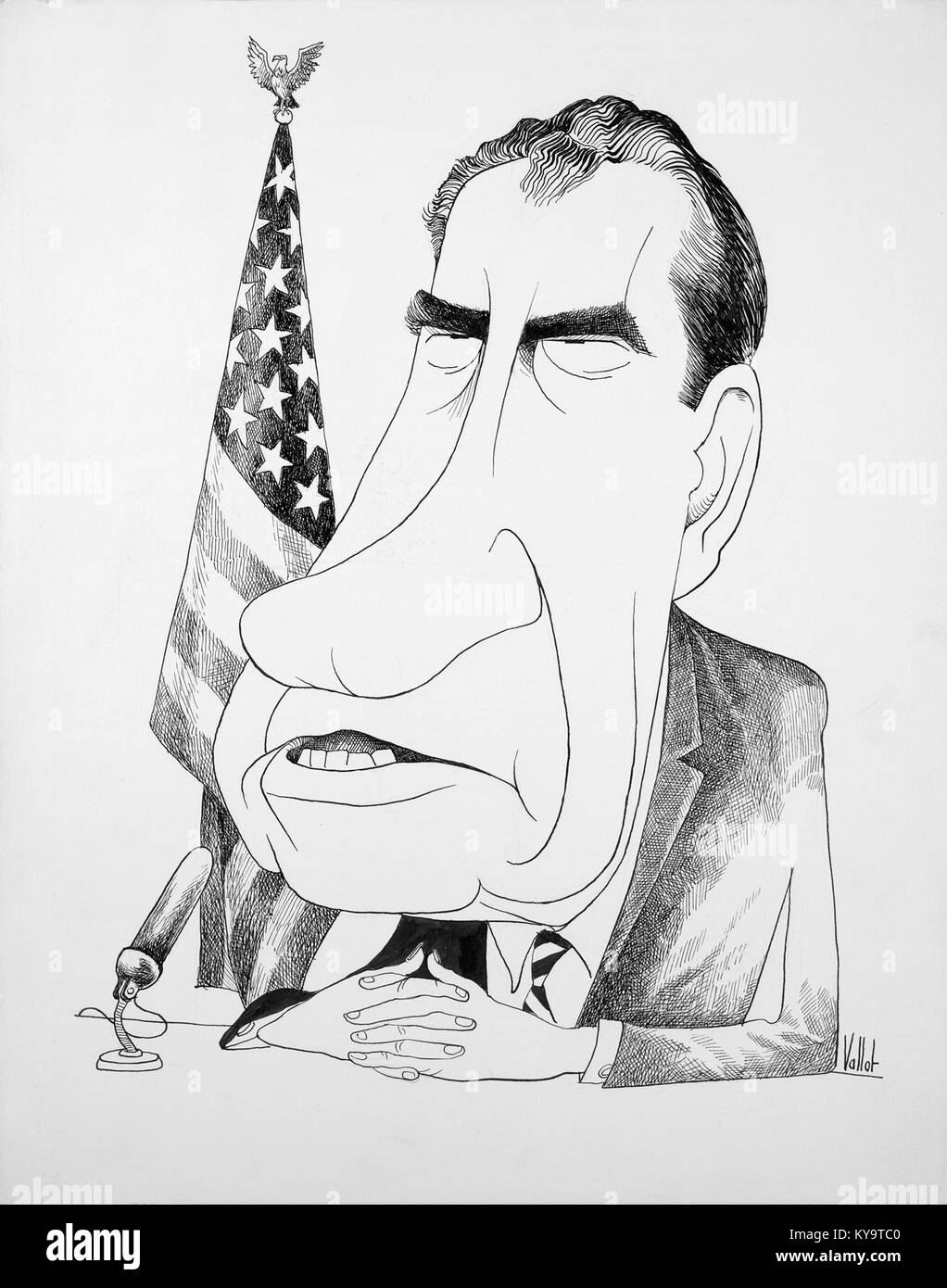 A political cartoon by Edmund S. Valtman depicting Richard Nixon ...