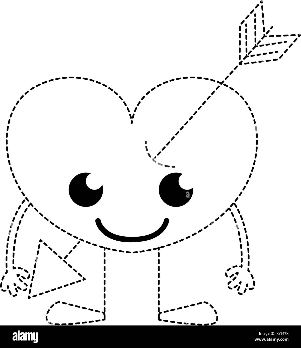 dotted shape smile heart with arrow kawaii with arms and legs Stock ...