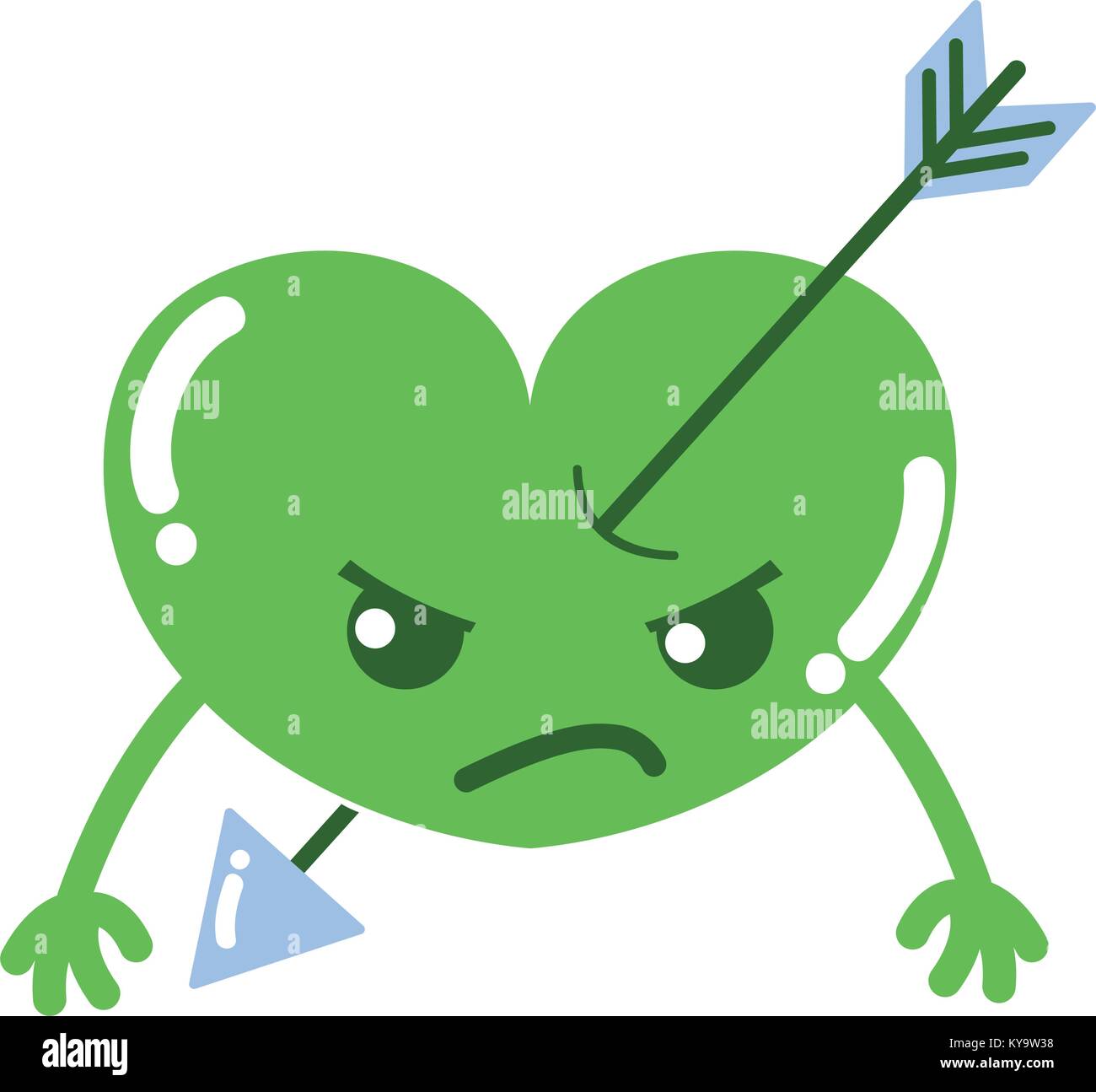 colorful angry heart with arrow kawaii and arms Stock Vector Image ...
