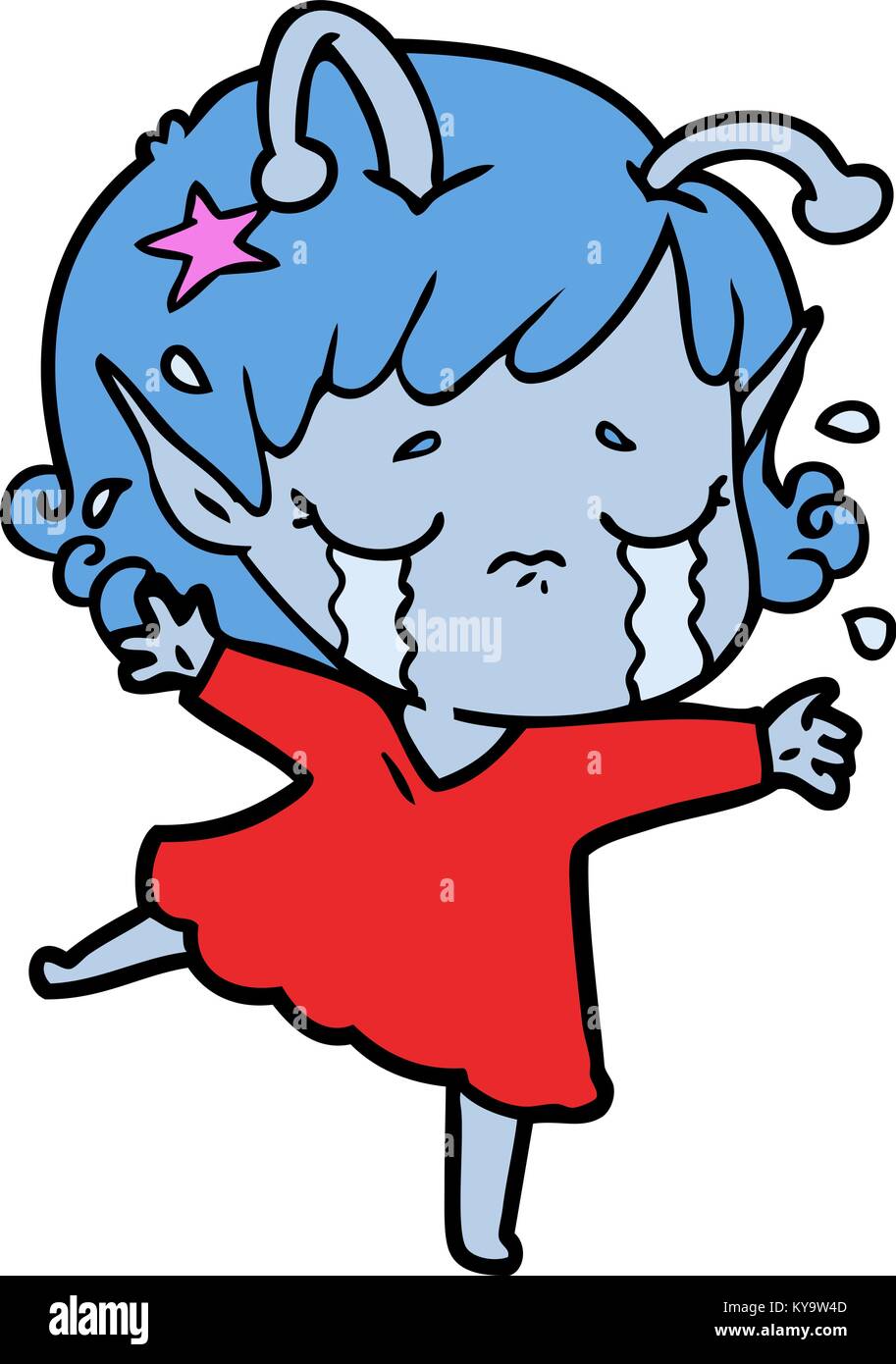cartoon crying alien girl Stock Vector Image & Art - Alamy