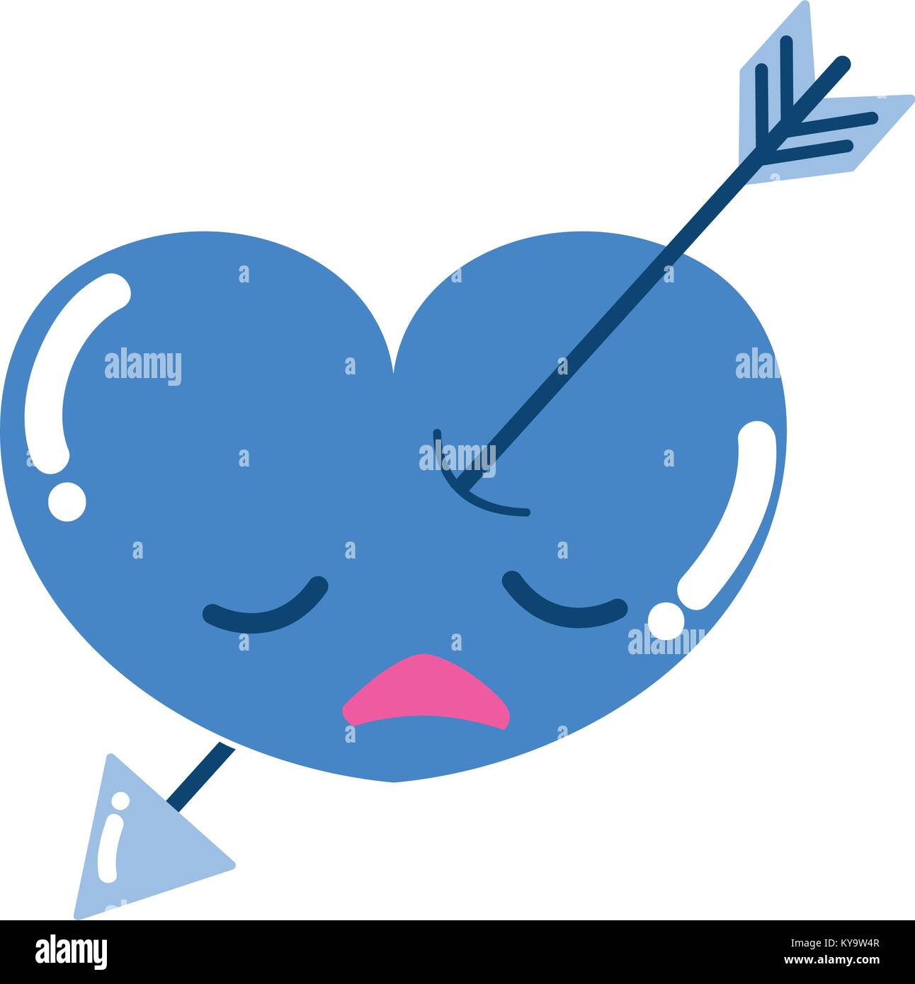 colorful sad heart with arrow kawaii character Stock Vector Image & Art ...