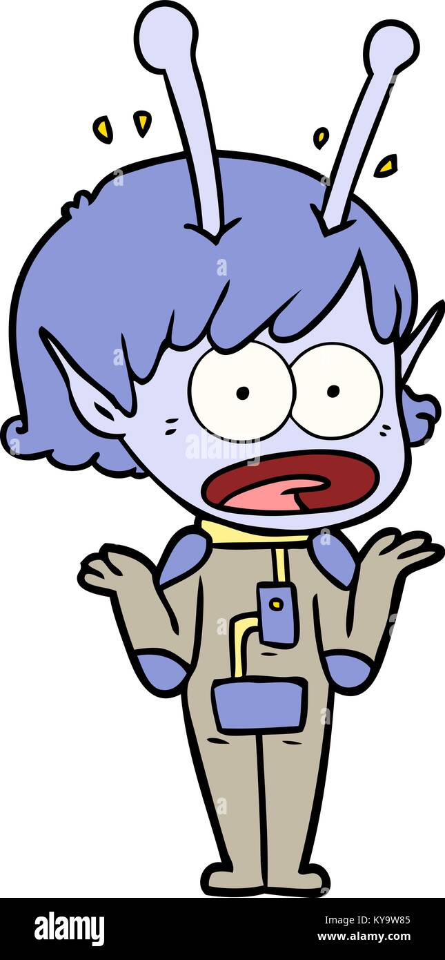 cartoon shocked alien girl Stock Vector Image & Art - Alamy