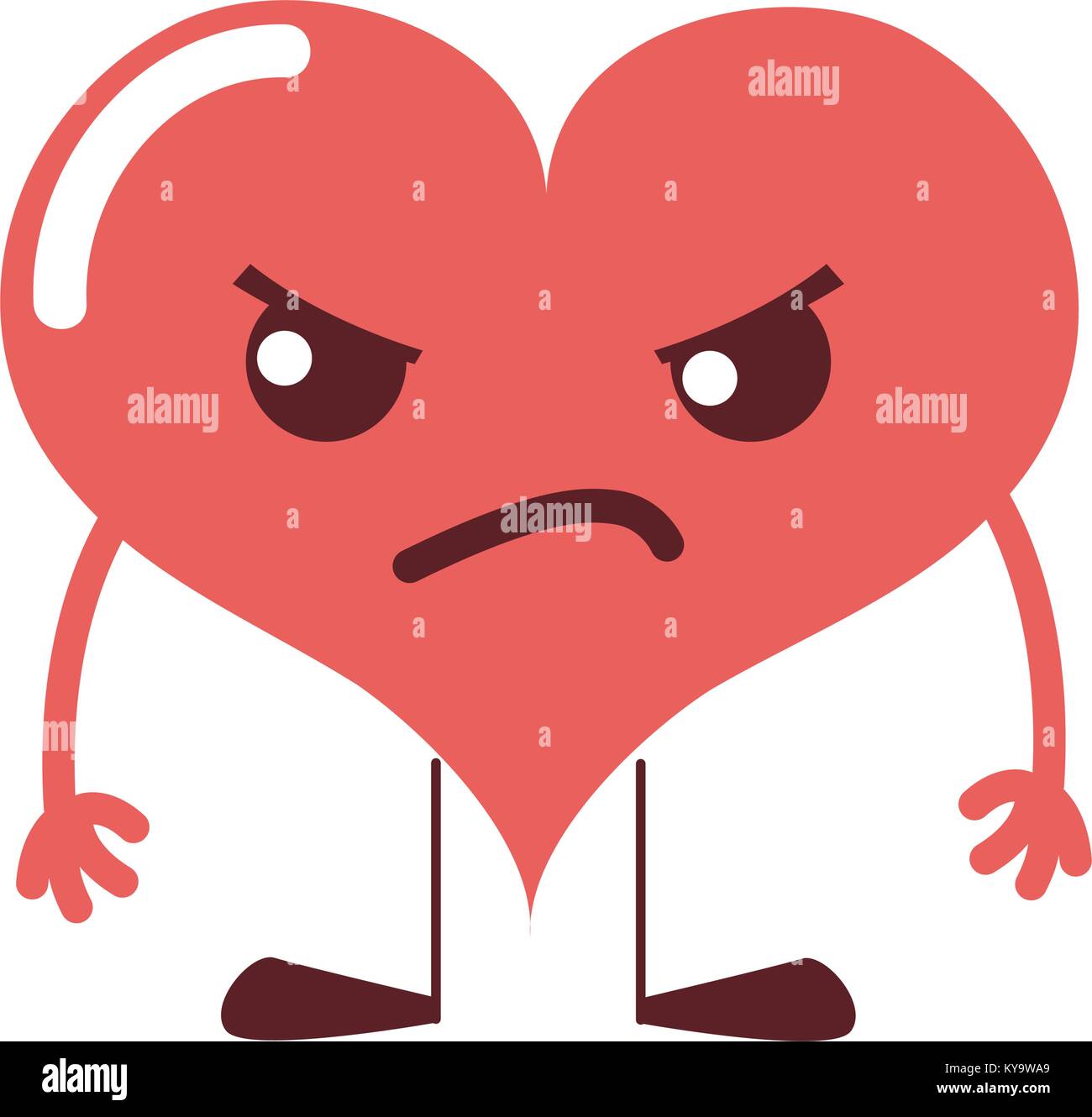 colorful angry heart passion kawaii with arms and legs Stock Vector ...