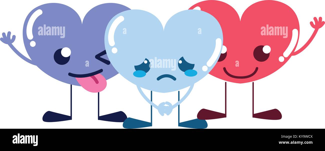 colorful cute hearts friends kawaii cartoons Stock Vector Image & Art ...
