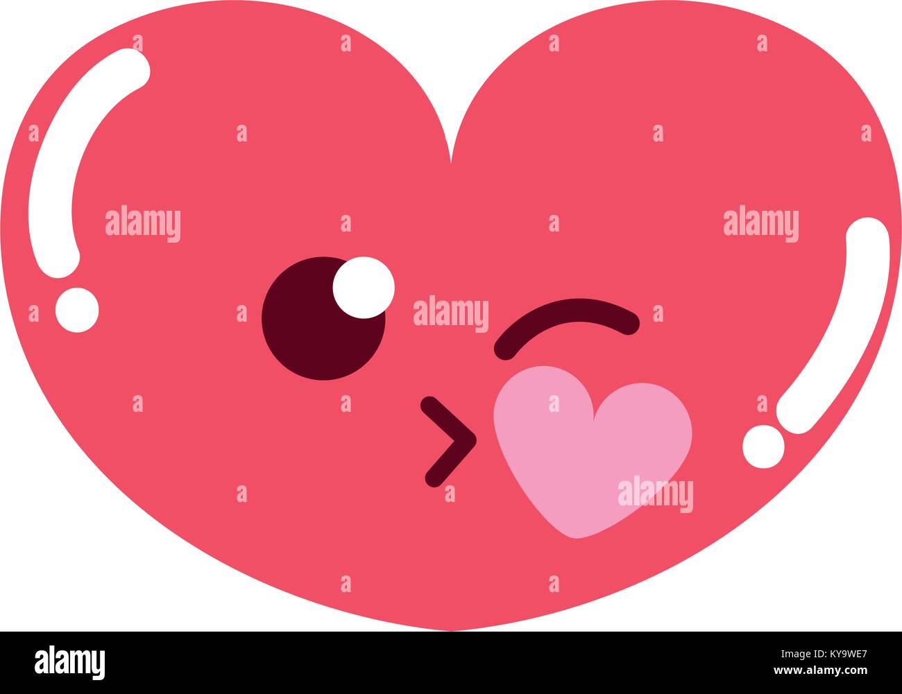 colorful cute heart with kiss kawaii cartoon Stock Vector Image & Art ...