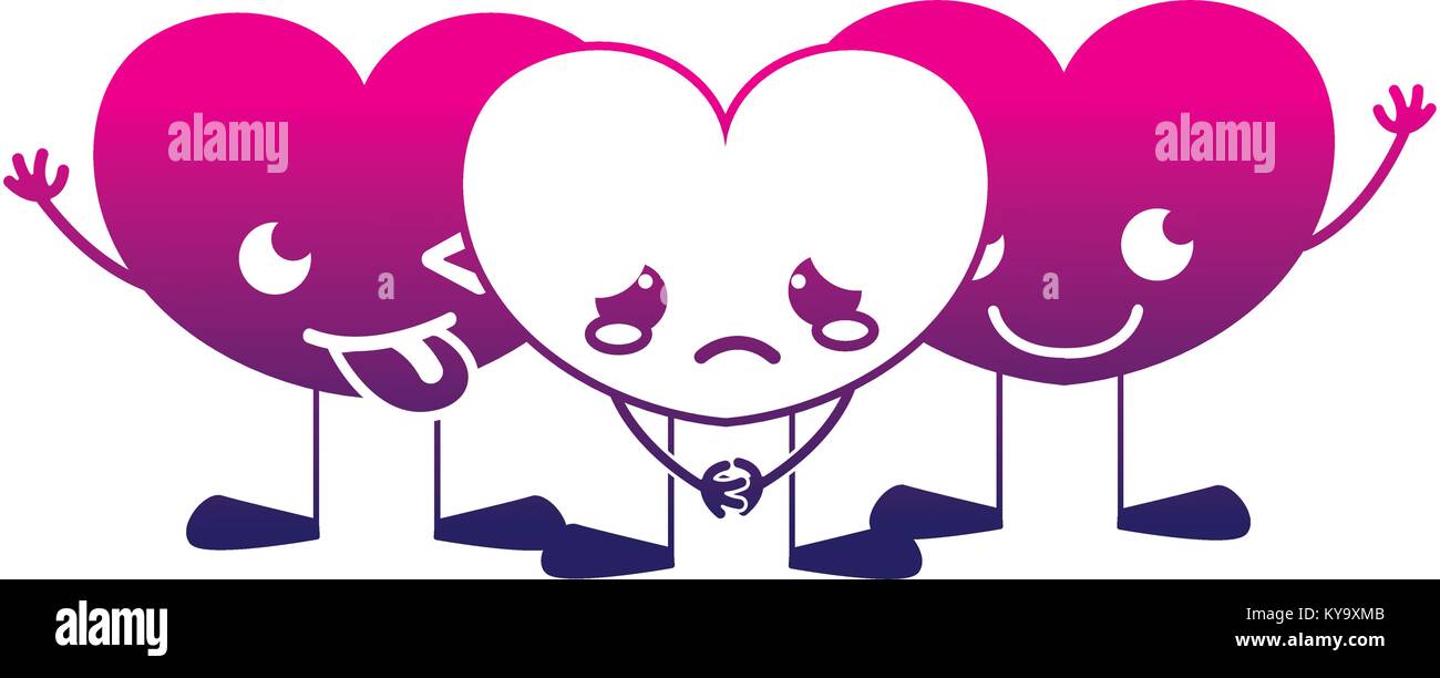 silhouette cute hearts friends kawaii cartoons Stock Vector Image & Art ...