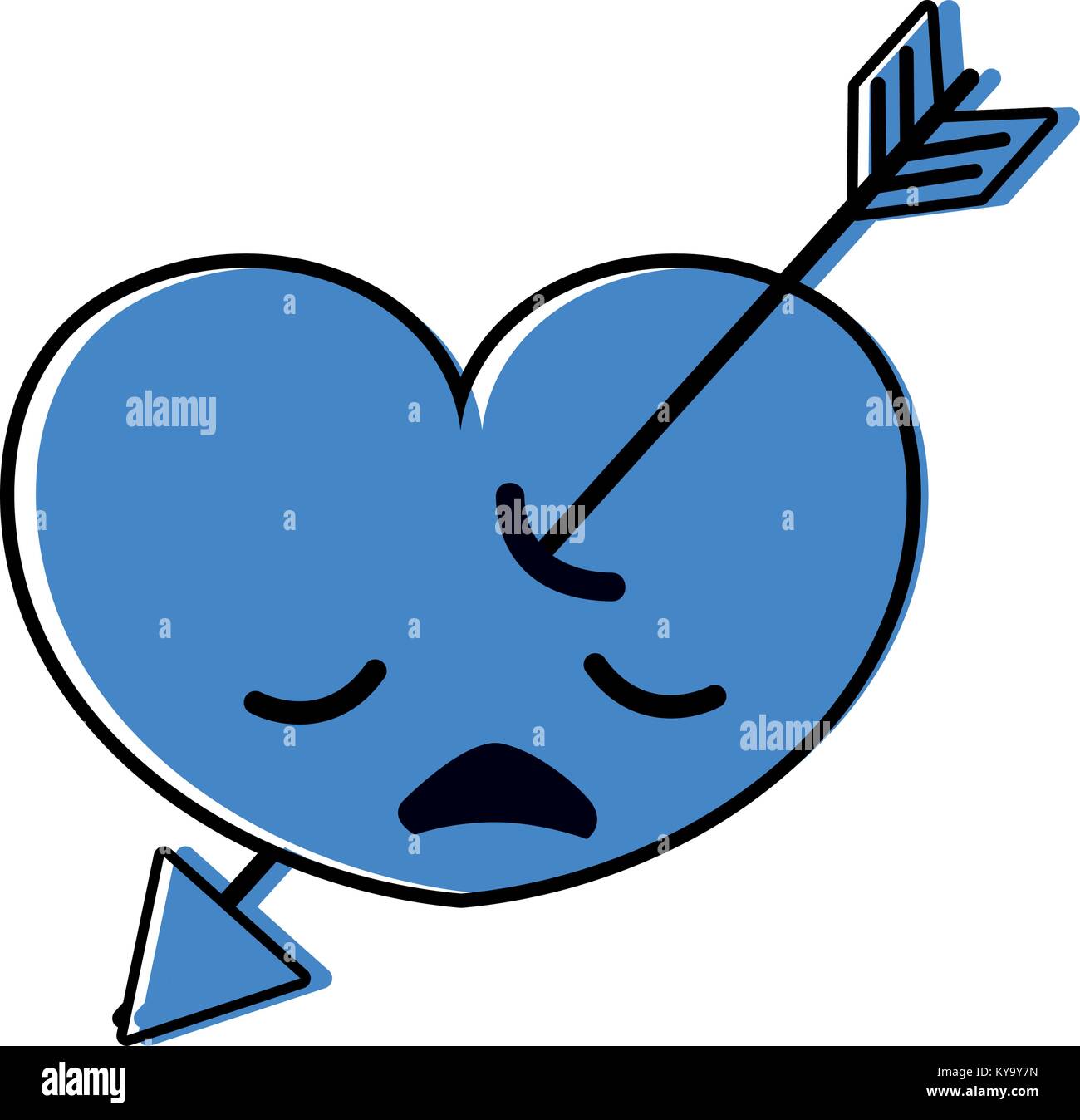 color sad heart with arrow kawaii character Stock Vector Image & Art ...