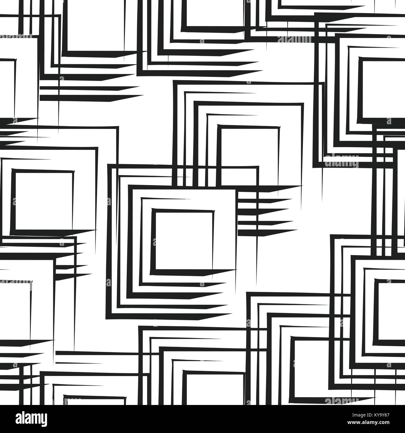 seamless pattern with abstract squares black and white Stock Vector ...