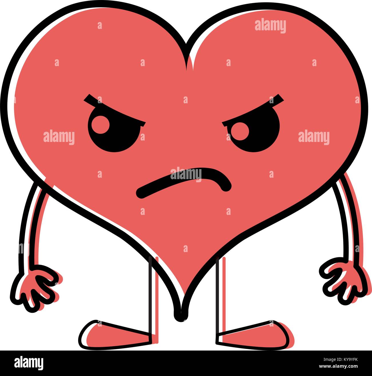 color angry heart passion kawaii with arms and legs Stock Vector Image ...