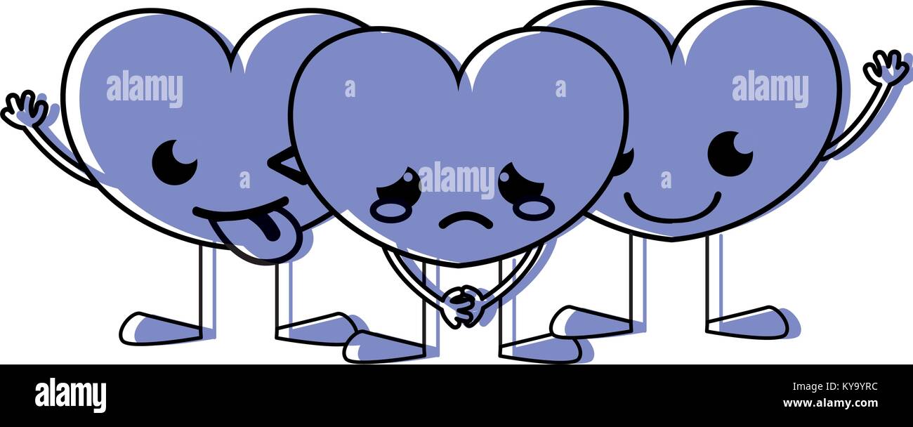 color cute hearts friends kawaii cartoons Stock Vector Image & Art - Alamy