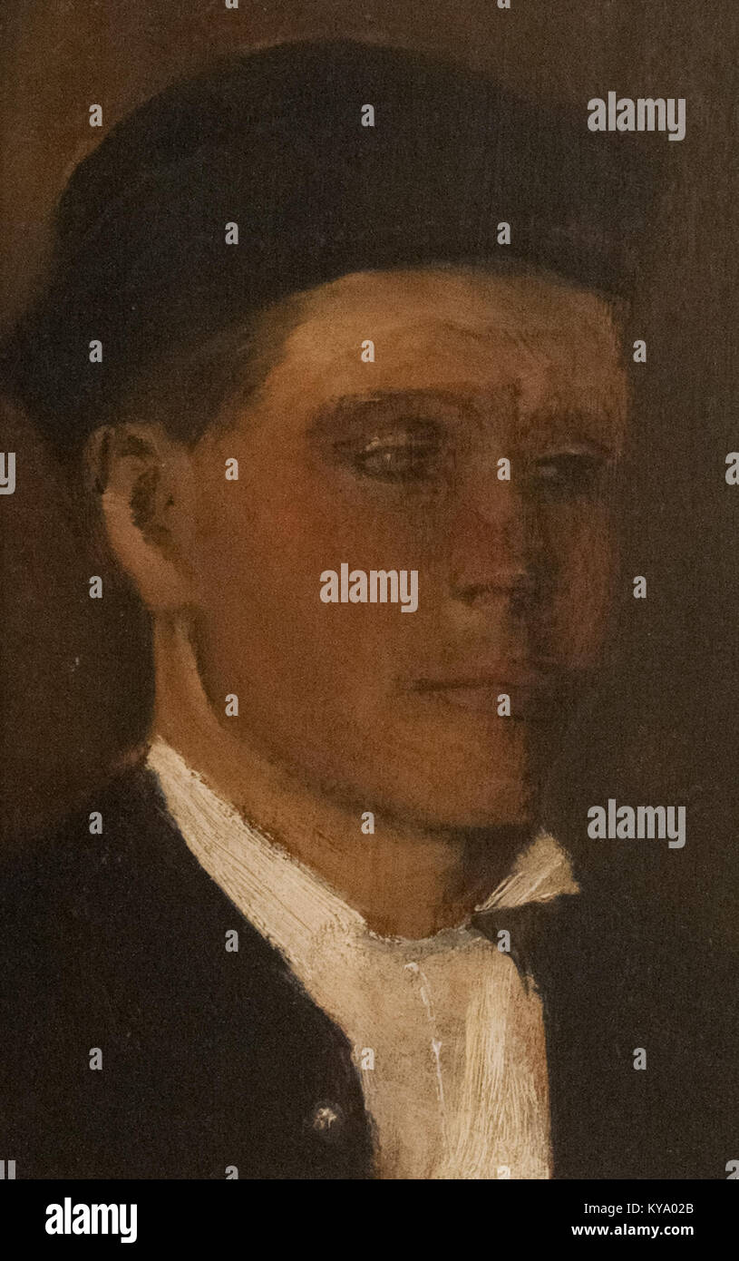 Portrait of a man - painting by László Mednyánszky Stock Photo - Alamy