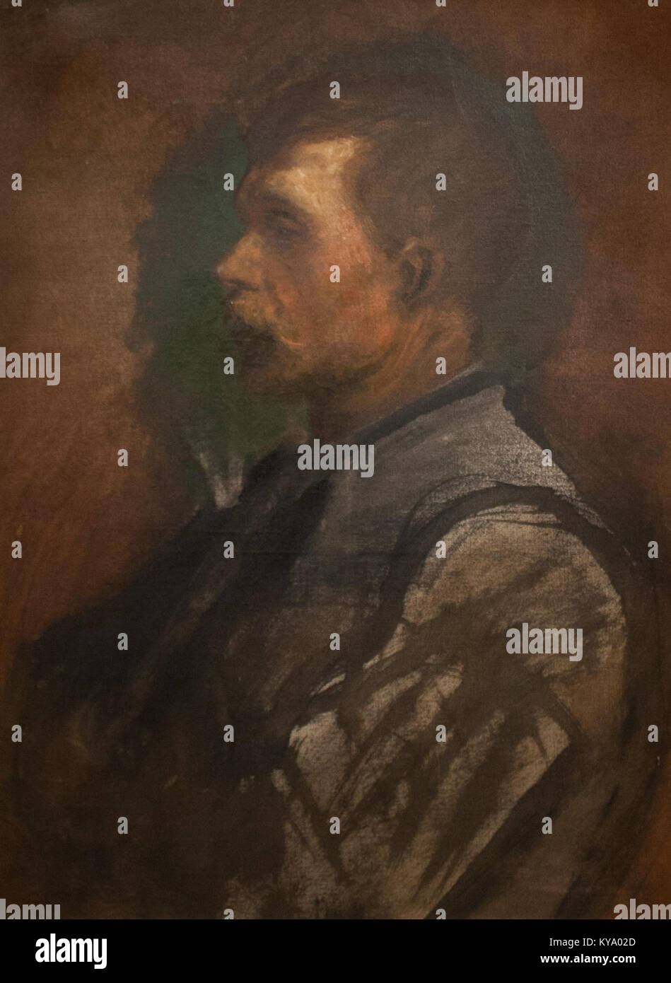 Portrait of a man - painting by László Mednyánszky-2 Stock Photo - Alamy