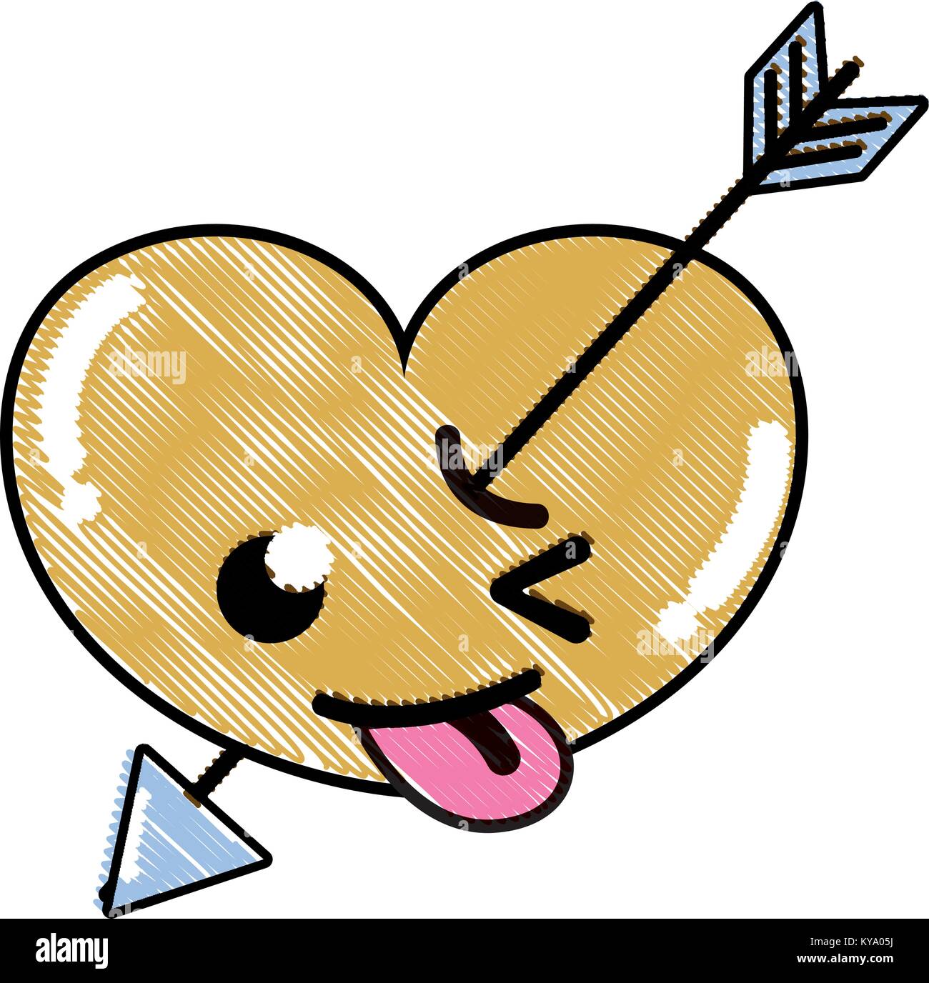 grated funny heart with arrow kawaii character Stock Vector Image & Art ...