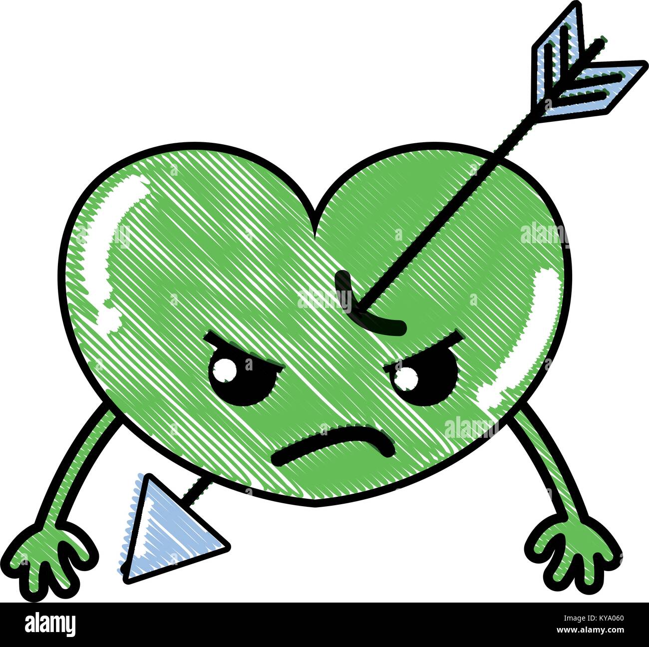 grated angry heart with arrow kawaii and arms Stock Vector Image & Art ...