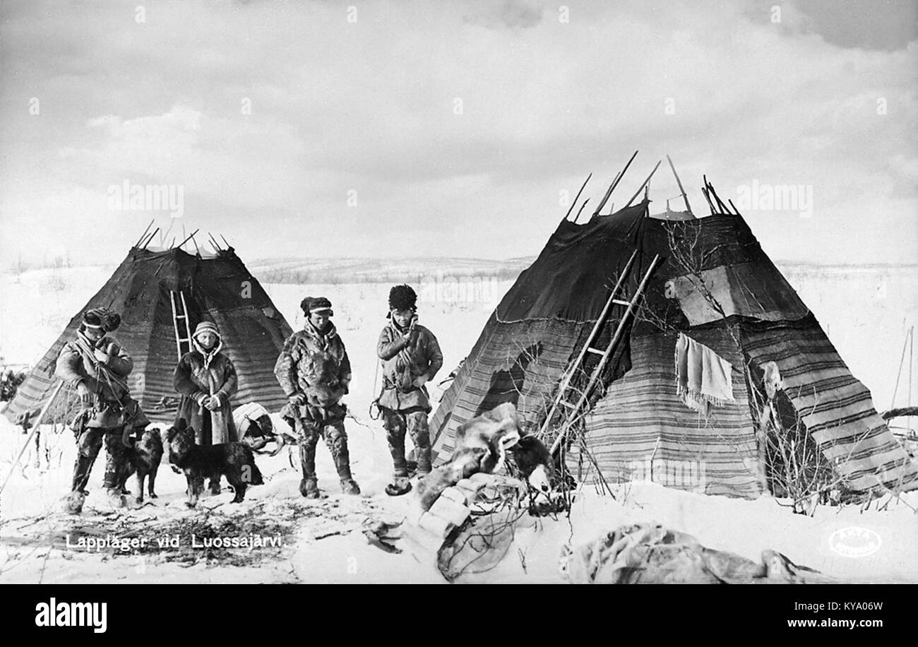 Sami camp at lake Luossajärvi, Lappland, Sweden (9964732875 Stock Photo ...