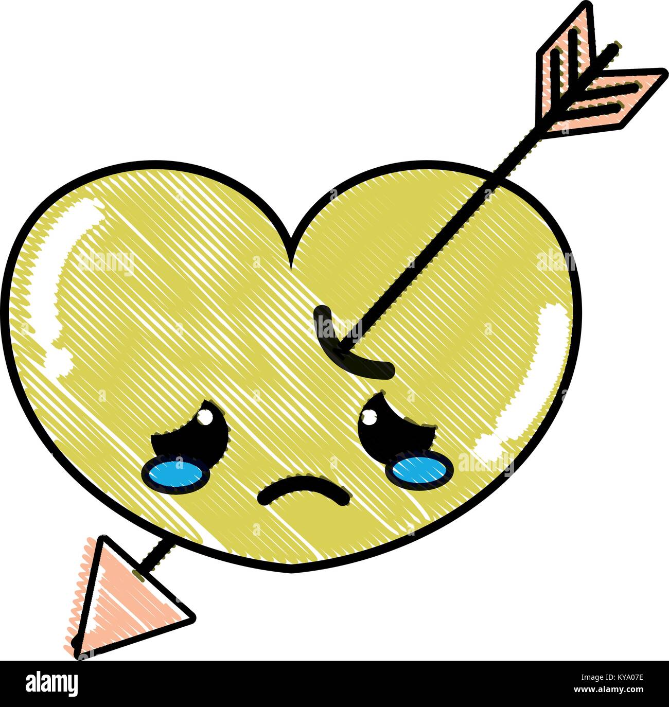 grated crying heart with arrow kawaii character Stock Vector Image ...