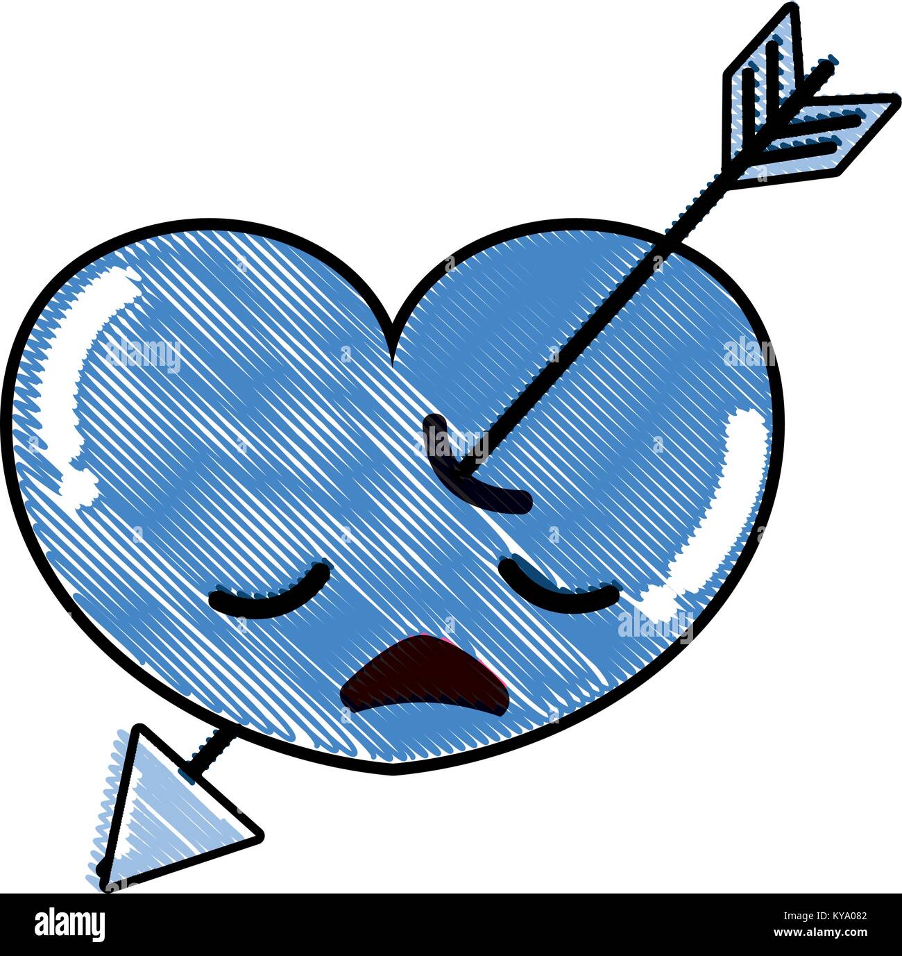 grated sad heart with arrow kawaii character Stock Vector Image & Art ...