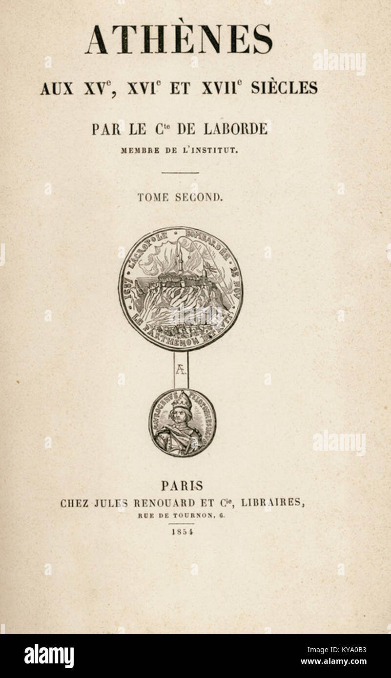 A title page by Emmanuel S. Laborde featuring a coin from Athens, dated ...