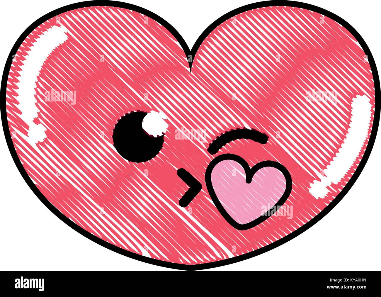 grated cute heart with kiss kawaii cartoon Stock Vector Image & Art - Alamy