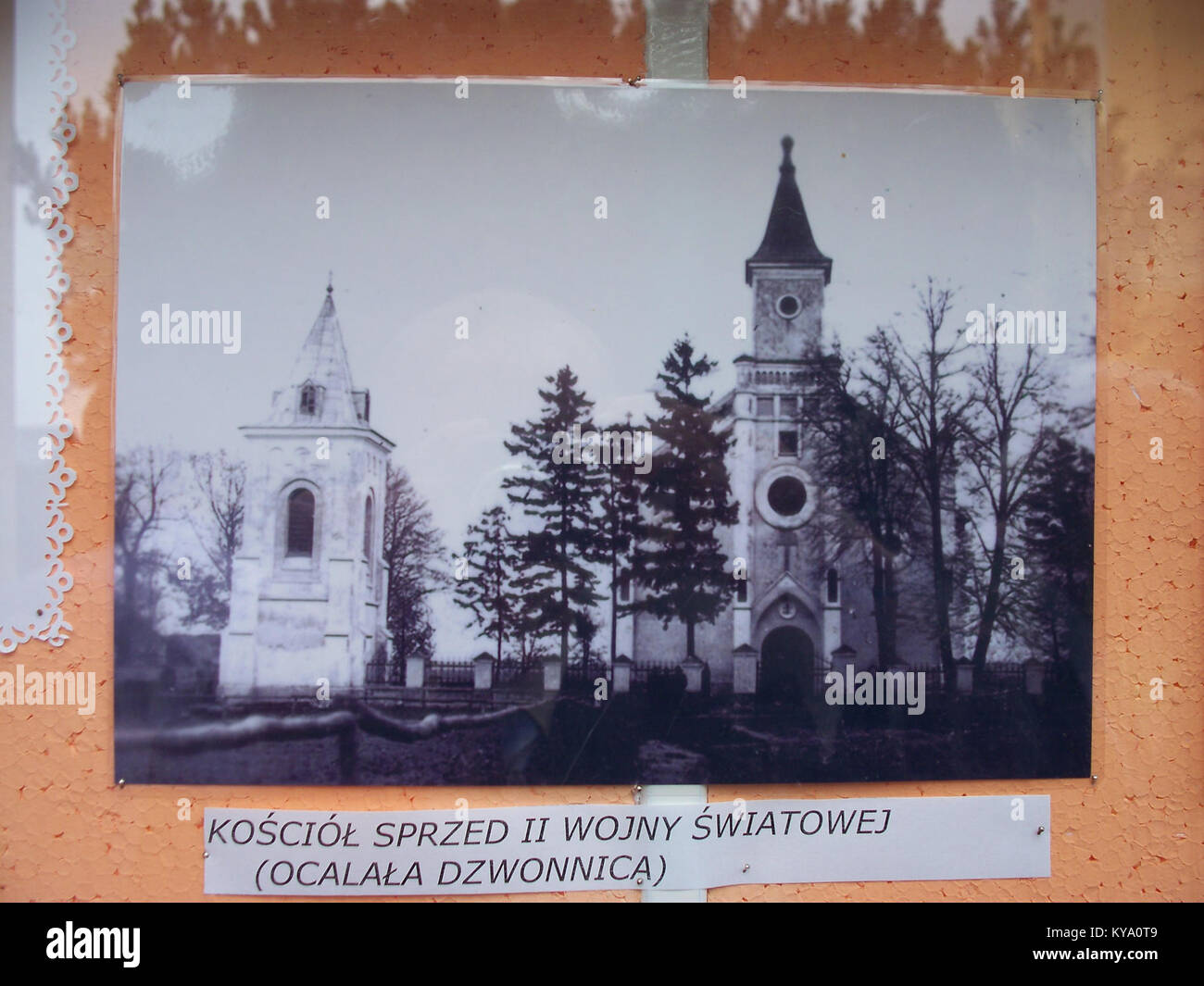 A photograph of a pre-World War II church in Waniewo, Poland ...