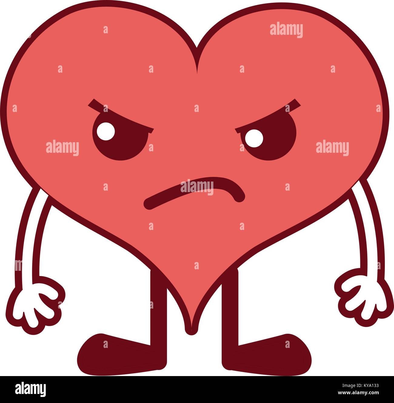 line color angry heart passion kawaii with arms and legs Stock Vector ...
