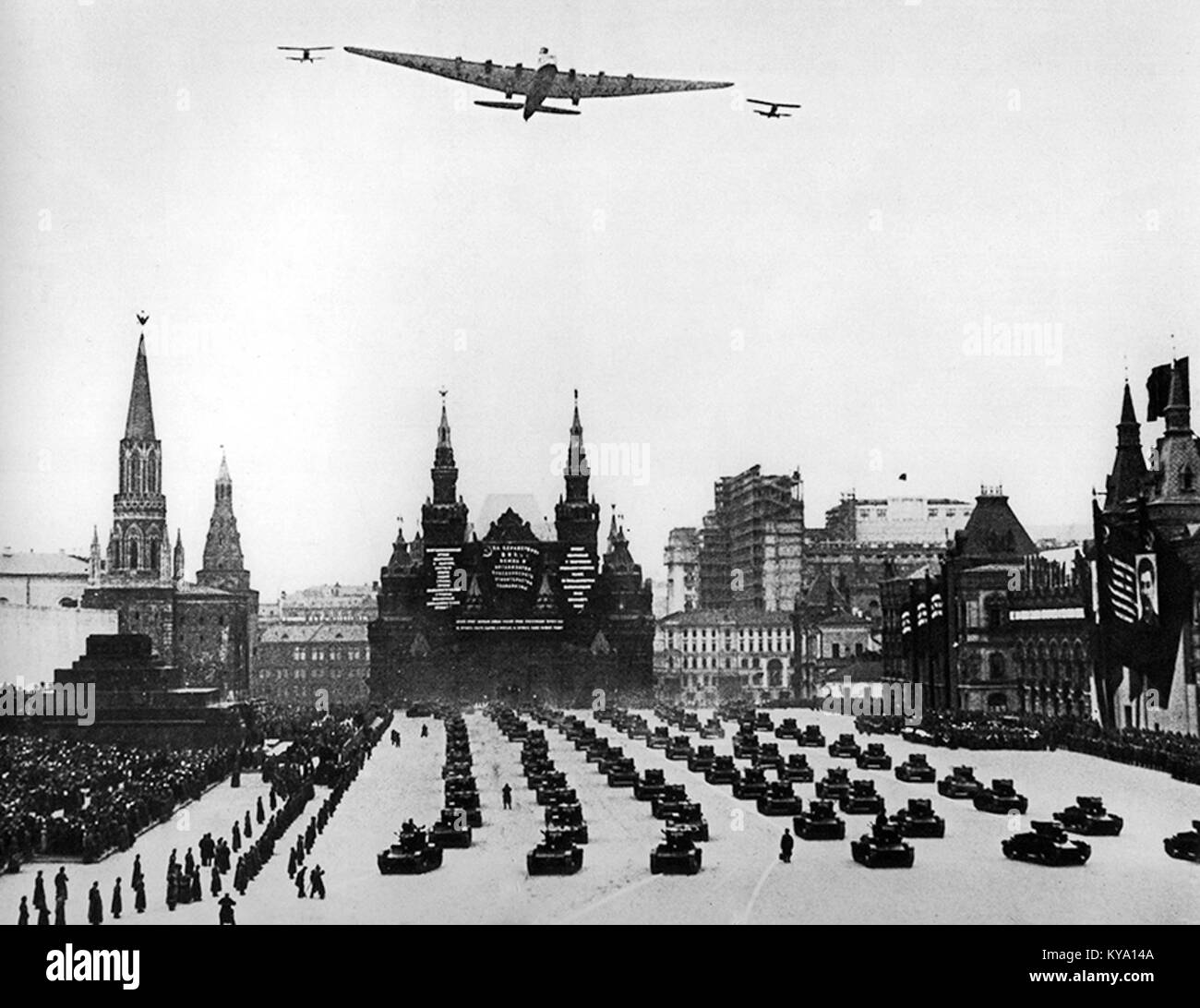 Tupolev ANT-20 'Maxim Gorky' overflying Red Square, Moscow Stock Photo ...