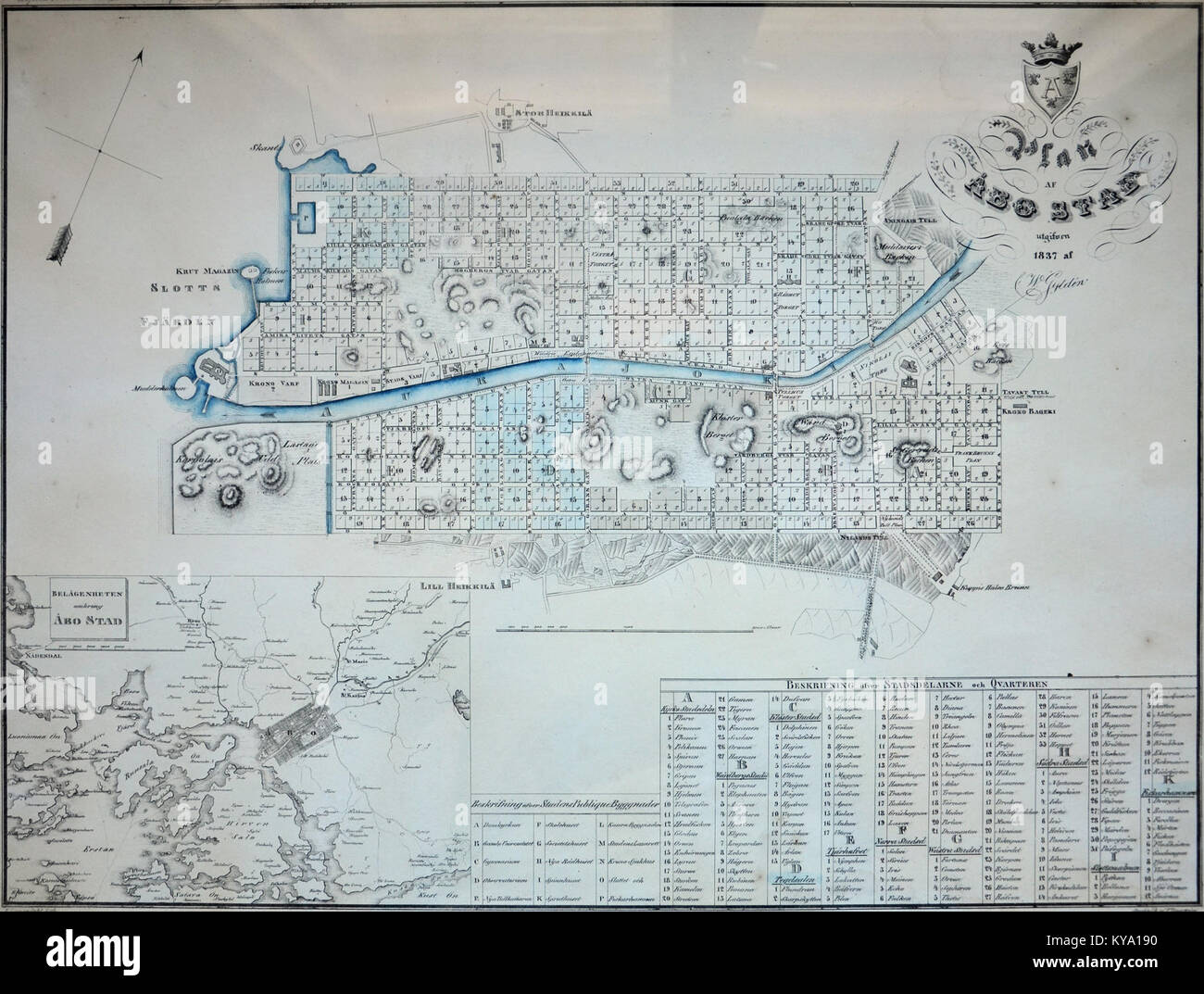 Map of Åbo (Turku) city from 1837, showing urban layout, streets, and ...