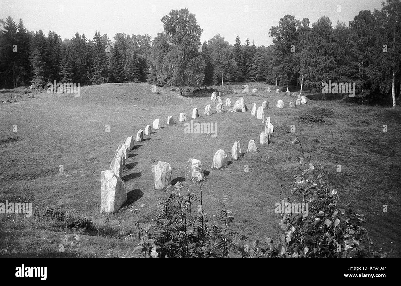 The stone ships in Badelunda, Västmanland, Sweden, are ancient burial ...