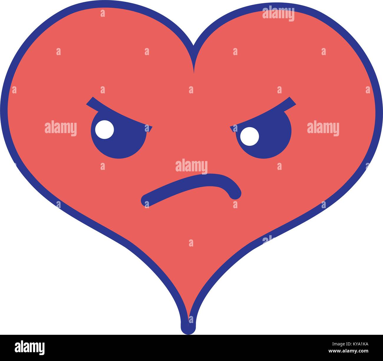 full color angry heart passion kawaii character Stock Vector Image ...