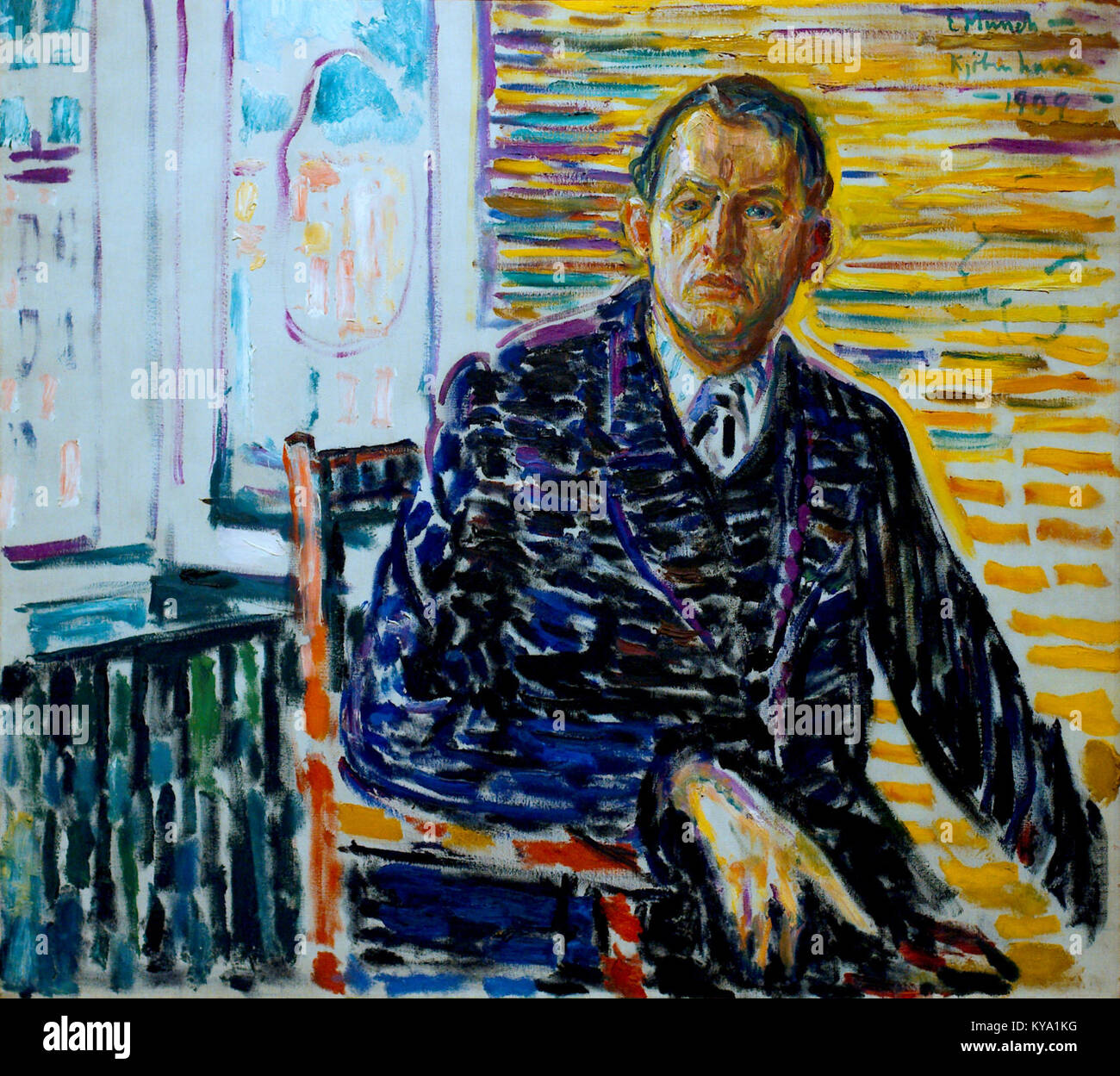 This artwork is a self-portrait from a clinical setting, illustrating ...