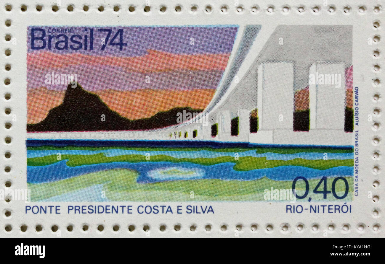 This image showcases the Ponte Rio-Niterói, a major bridge in Brazil ...