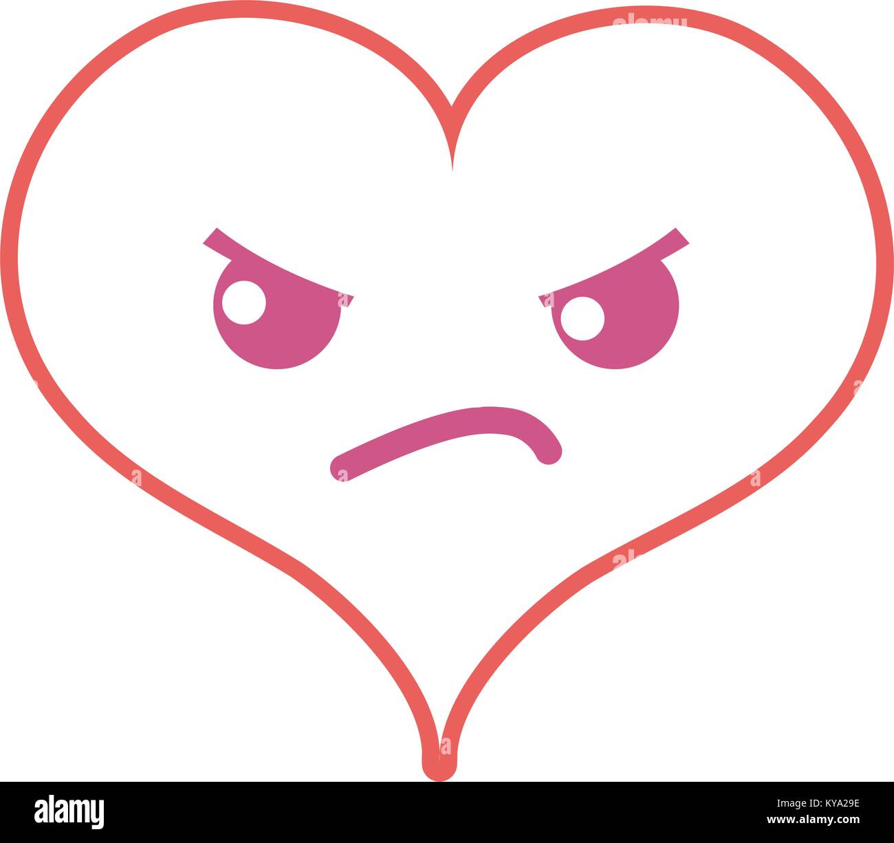 color line angry heart passion kawaii character Stock Vector Image ...