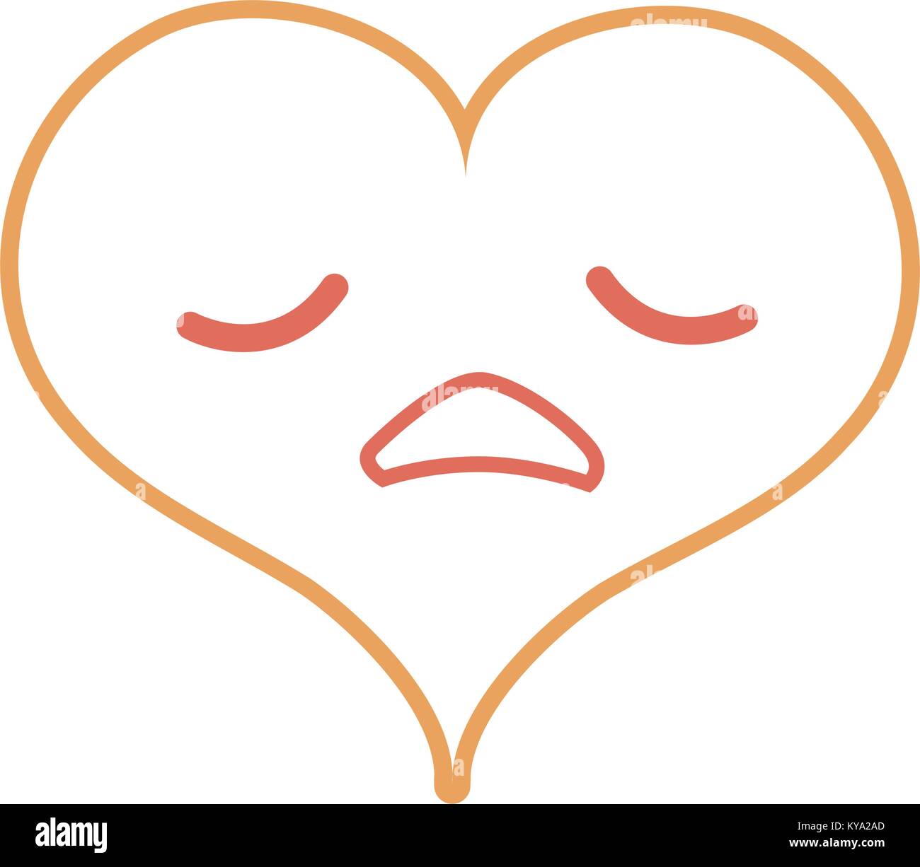 color line sad heart passion kawaii character Stock Vector Image & Art ...